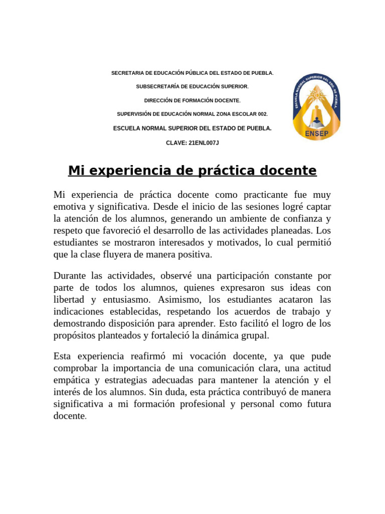 Mi Experiencia Texto | PDF