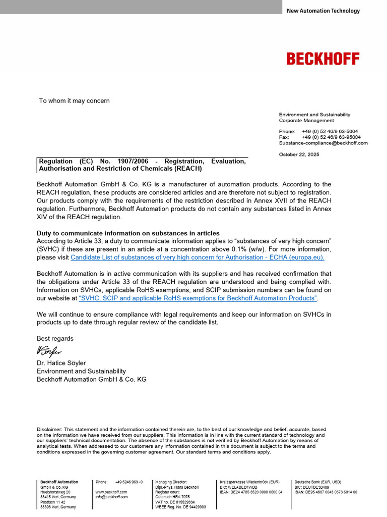 Declaration on the REACH Regulation | PDF