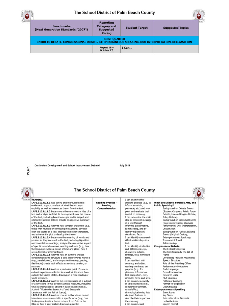 ELA-Scope-and-Sequence-for-Debate | PDF | Poetry | Essays