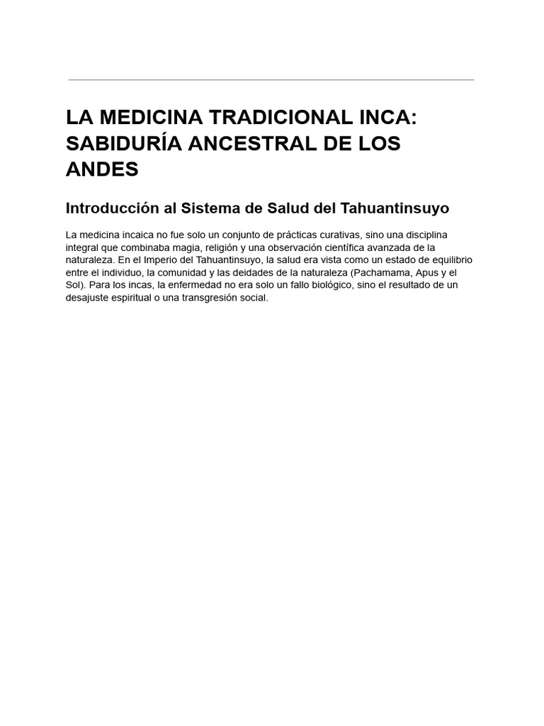 Medicina Tradicional Inca: Sabiduría Andina | PDF | Imperio Inca | Cirugía
