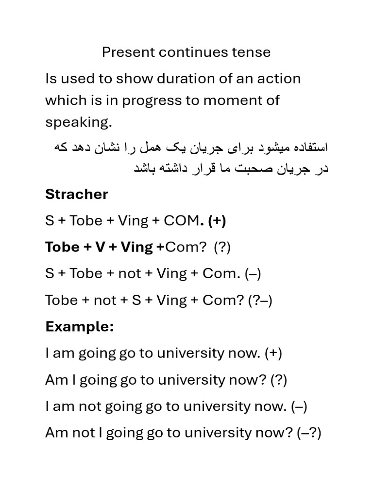 Present Continuous Tense Explained | PDF