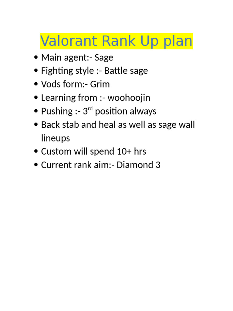 Valorant Rank Up Plan | PDF