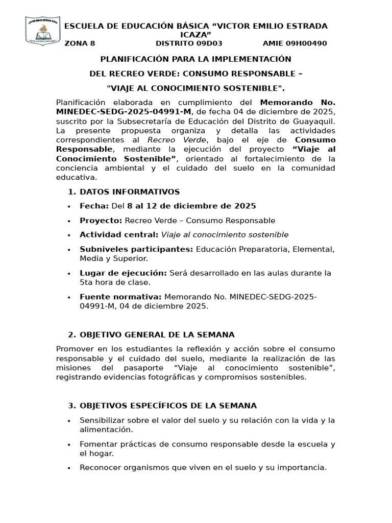 Recreo Verde: Consumo Responsable | PDF | Sustentabilidad | Suelo
