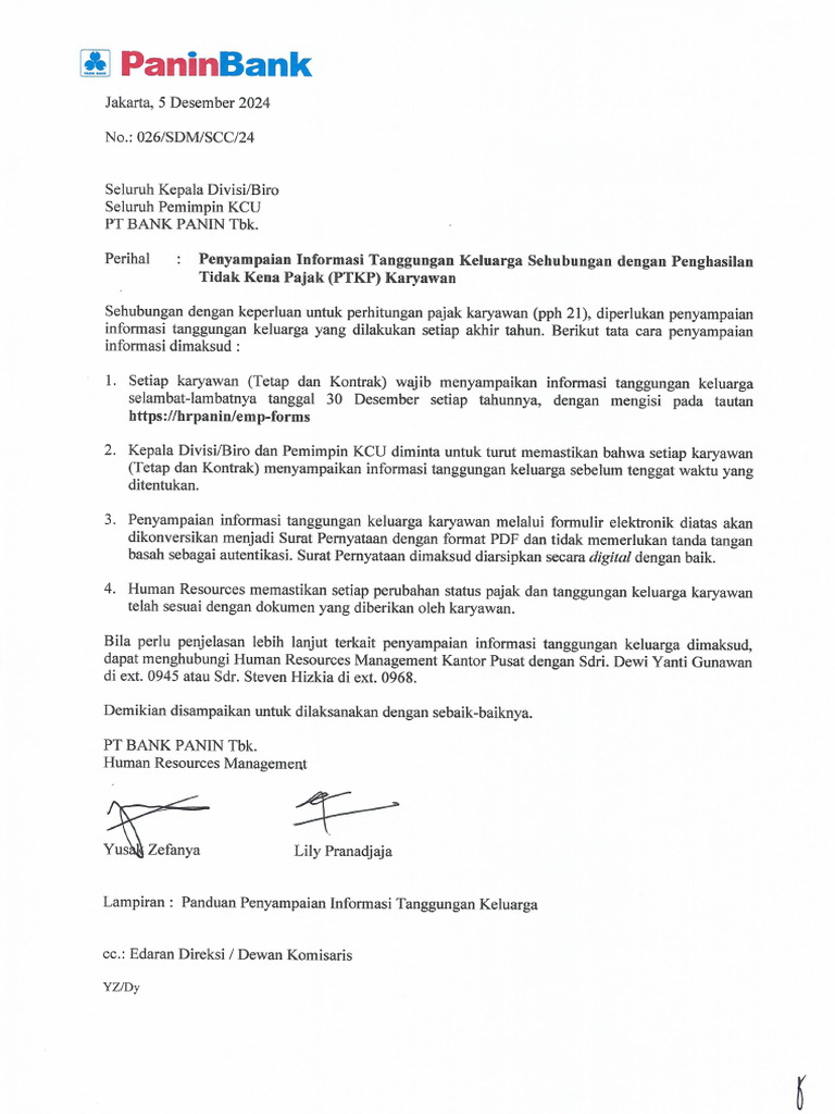 Surat No.026.SDM - scc.24 Perihal Penyampaian Informasi Tanggungan ...