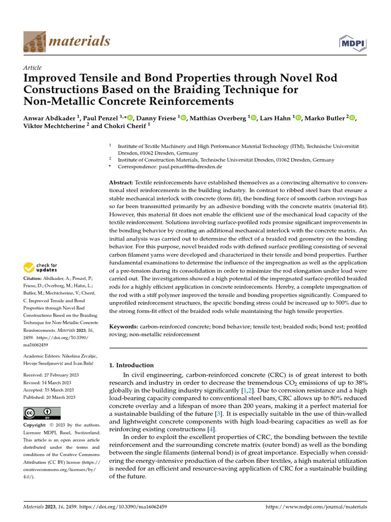 materials-16-02459 | PDF | Concrete | Fibre Reinforced Plastic