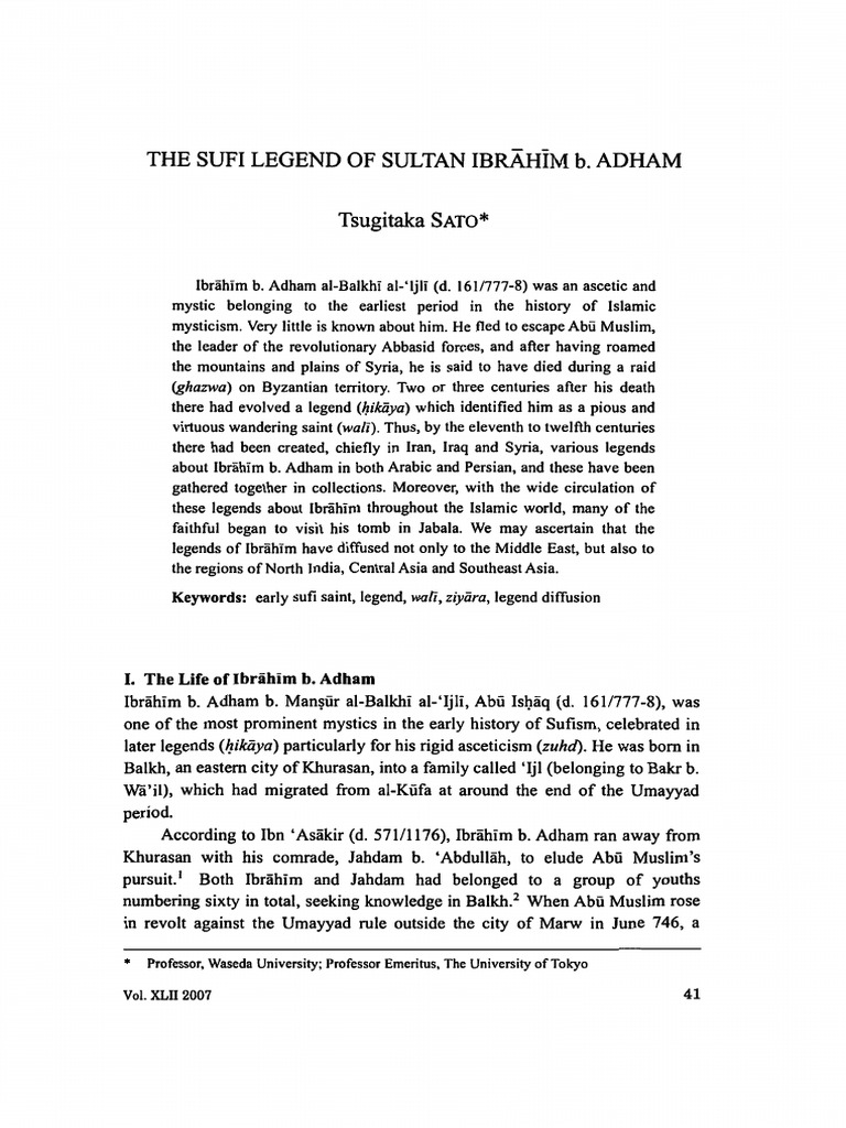 Sufi Legend of Sultan Ibrahim b. Adham | PDF | Sufism | Abrahamic Religions