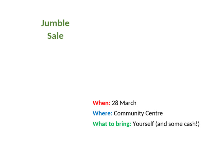 Jumble Sale | PDF