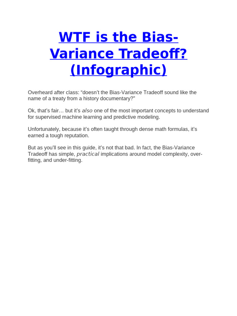 ML-Mini Course-ChE-WTF is the Bias-Variance Tradeoff (Infographic ...