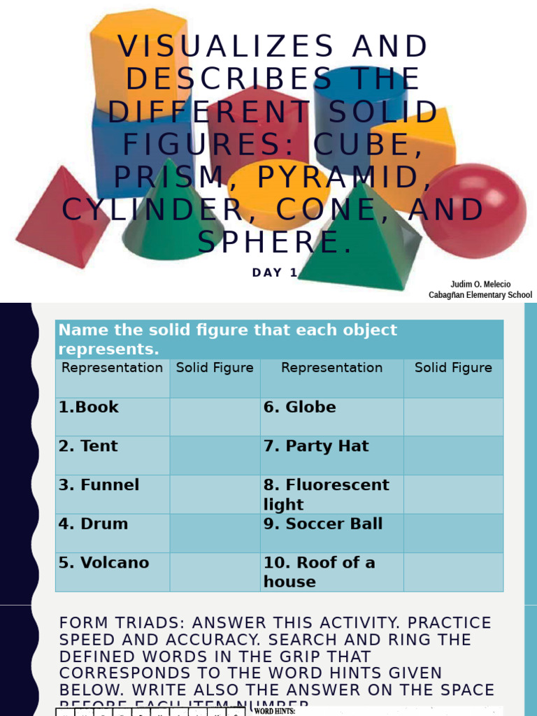 MATH 6 PPT Q3 – Visualizes and Describes the Different Solid Figures ...