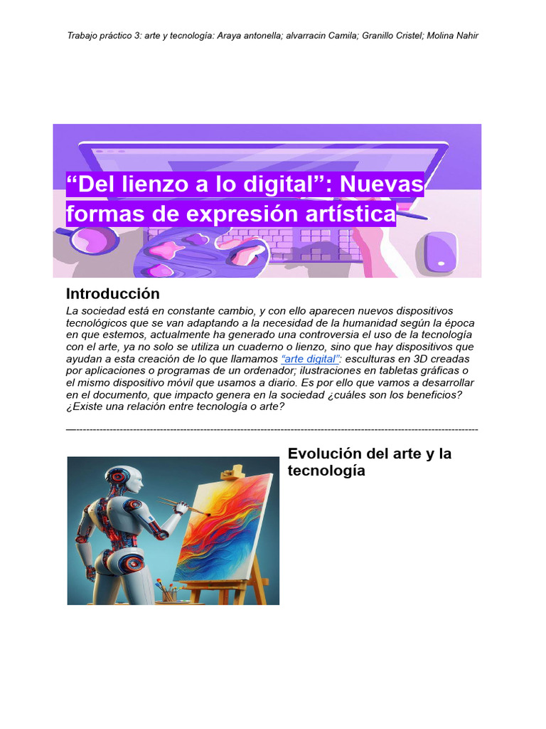 Tics Trabajo Practico III- Arte y tecnología. | PDF | Realidad virtual