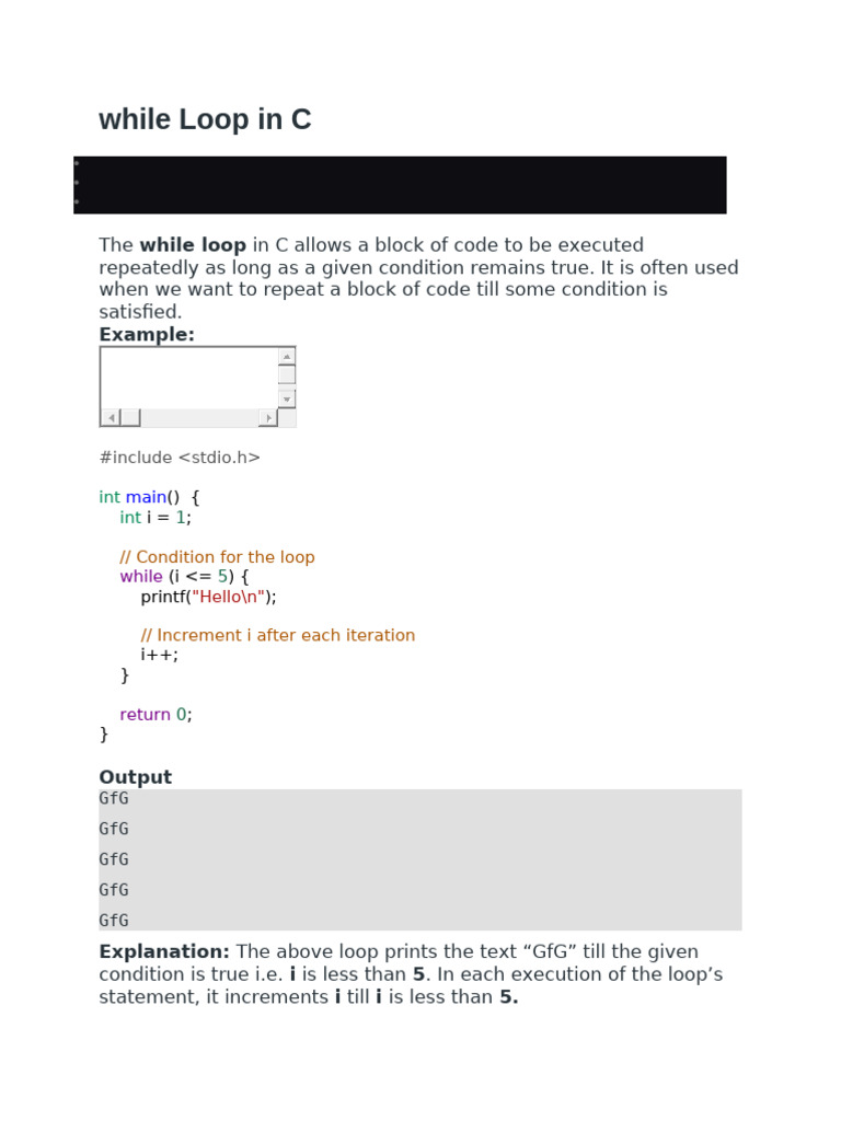 while Loop in C | PDF | Control Flow | Programming Paradigms