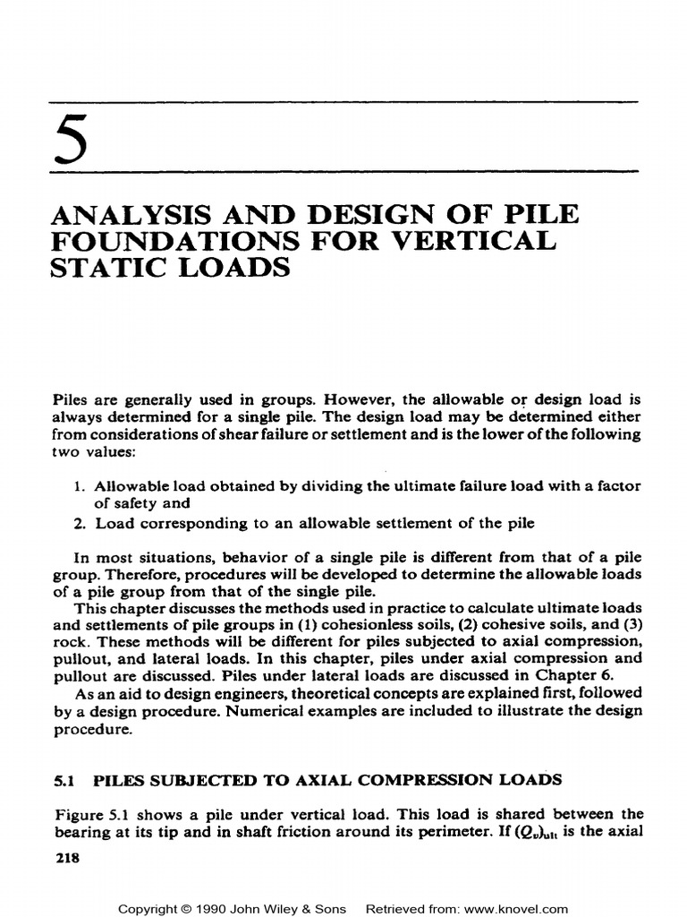 Analysis and Design of Pile Foundations For Vertical Static Loads | PDF ...