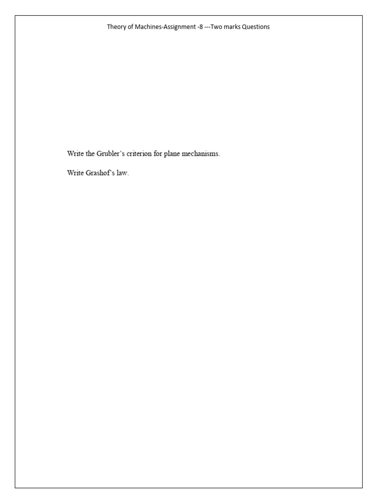 TOM Assignment 8 Two Marks Questions | PDF | Gear | Applied And ...