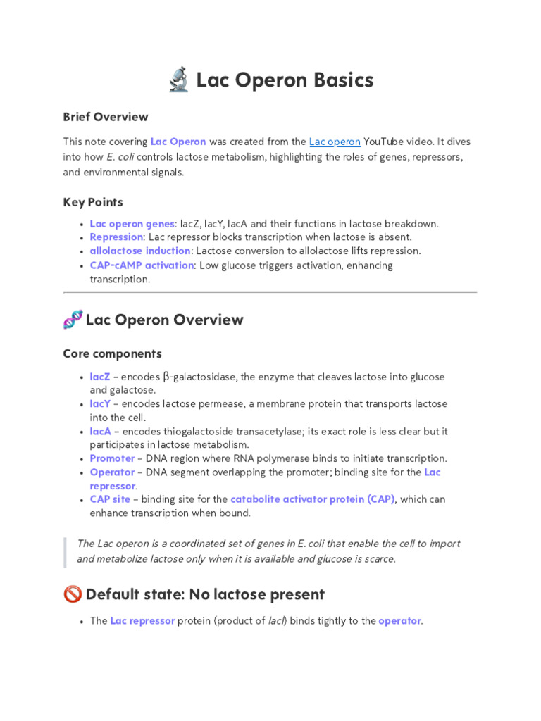 Lac Operon | PDF | Repressor | Operon