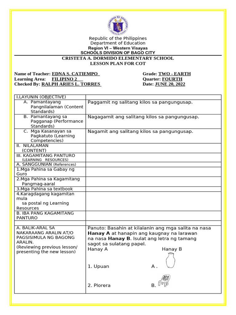 Filipino 2 COT 4thQ | PDF