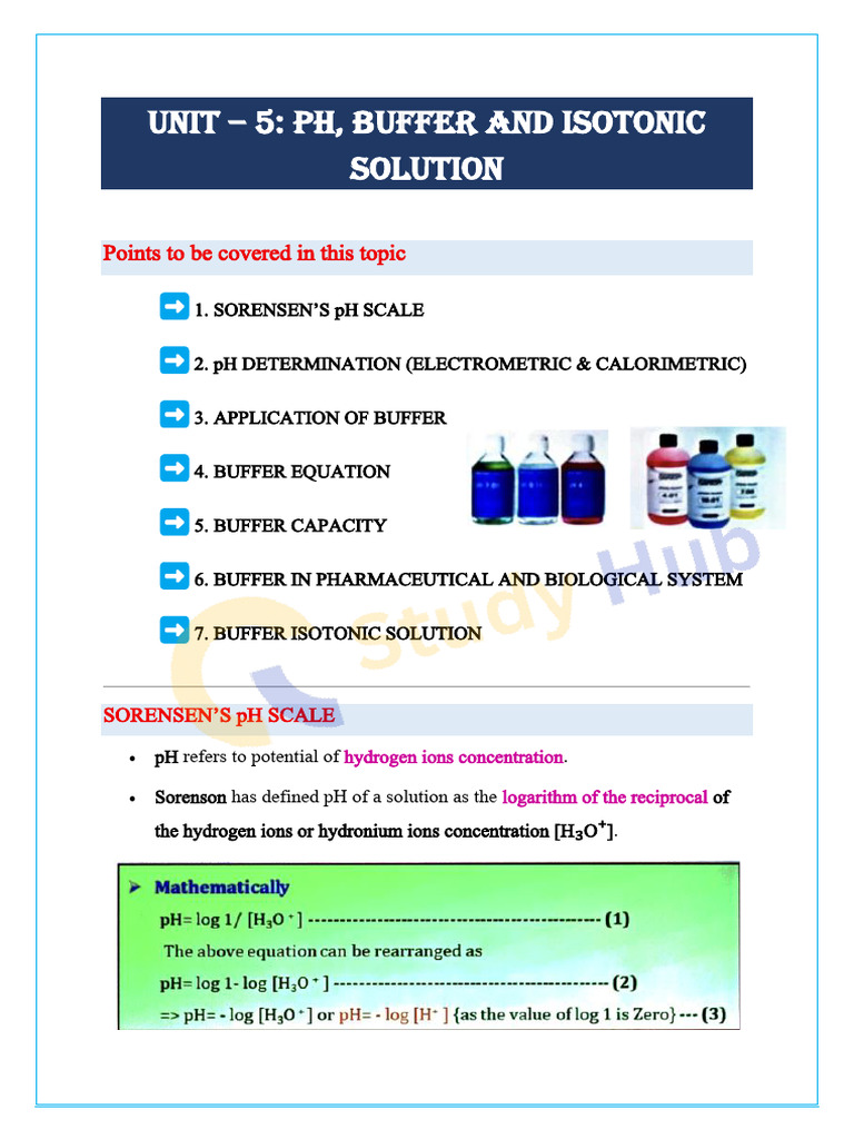 Physical Pharmaceutics I Unit 5_watermarked | PDF | Buffer Solution | Ph