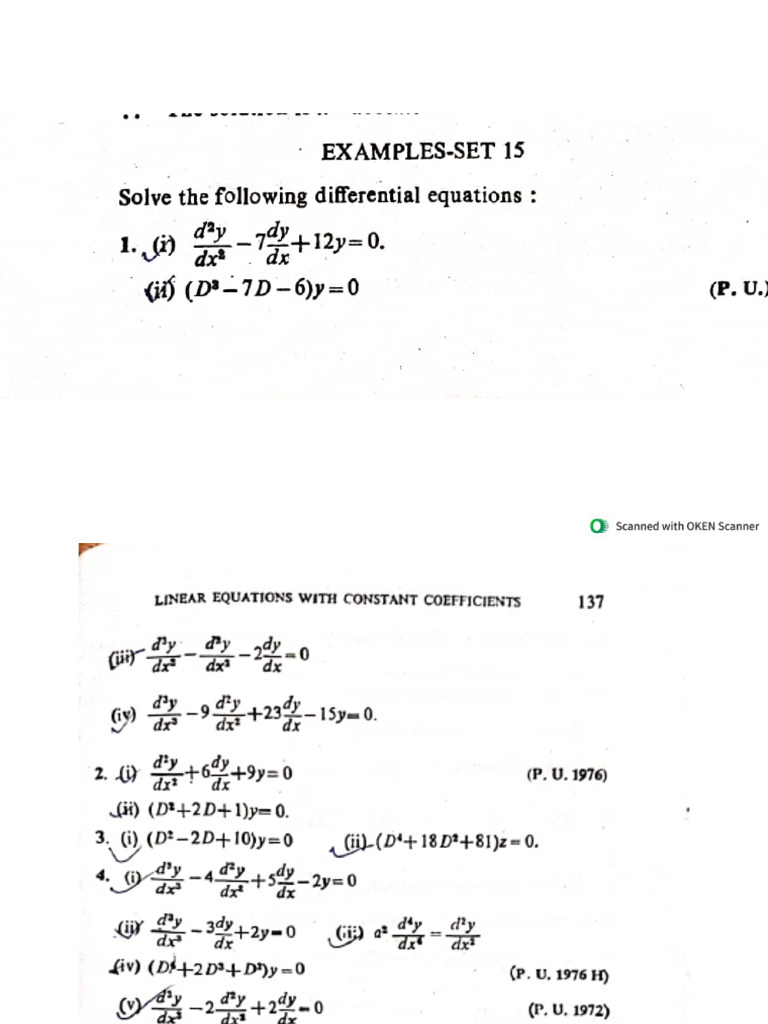 Linear Differential Equation With Constant Coefficients | PDF