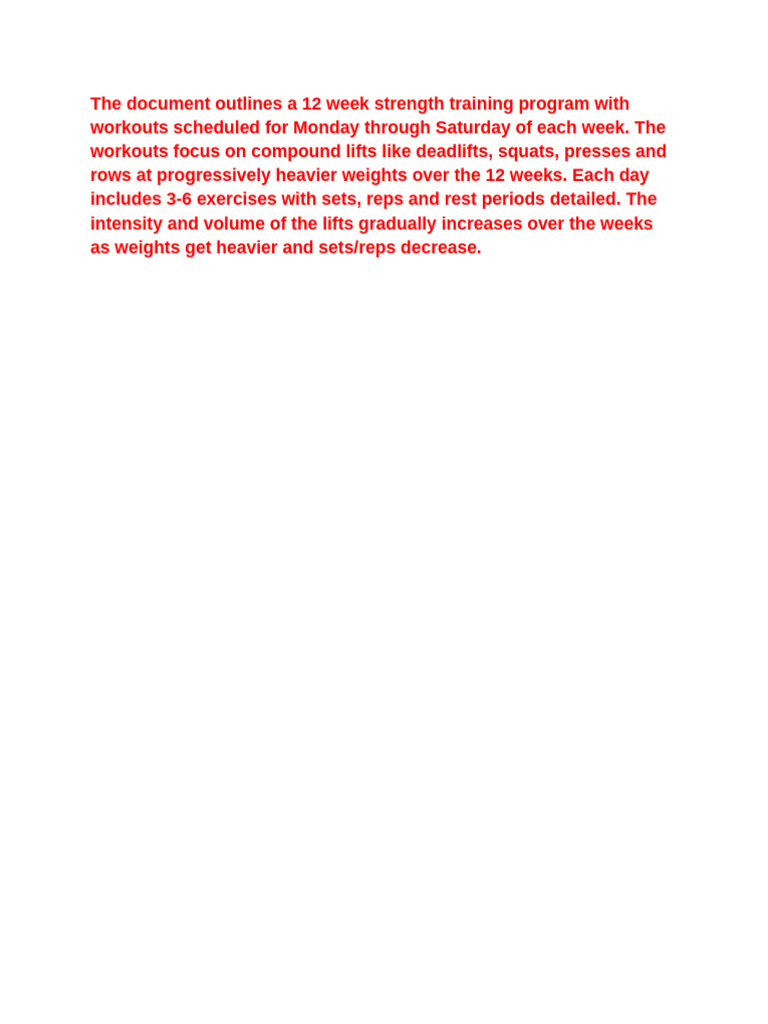 Powerlifting 12 Weeks Program | PDF