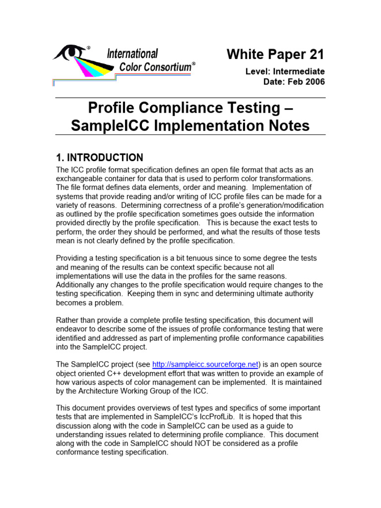 ICC White Paper 21-SampleICCProfileCompliance | PDF | Specification ...