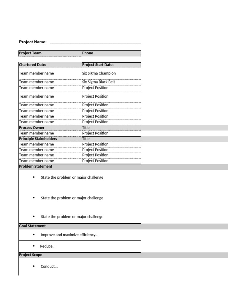 Blank Project Charter | PDF