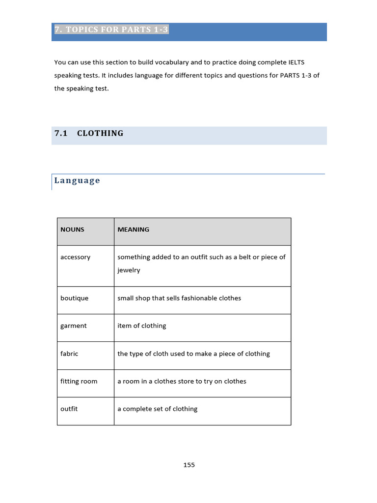 IELTS Speaking Vocabulary: Clothing | PDF