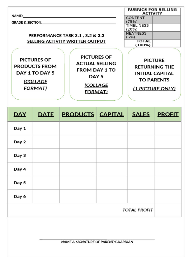 Format For Selling Activity Output | PDF