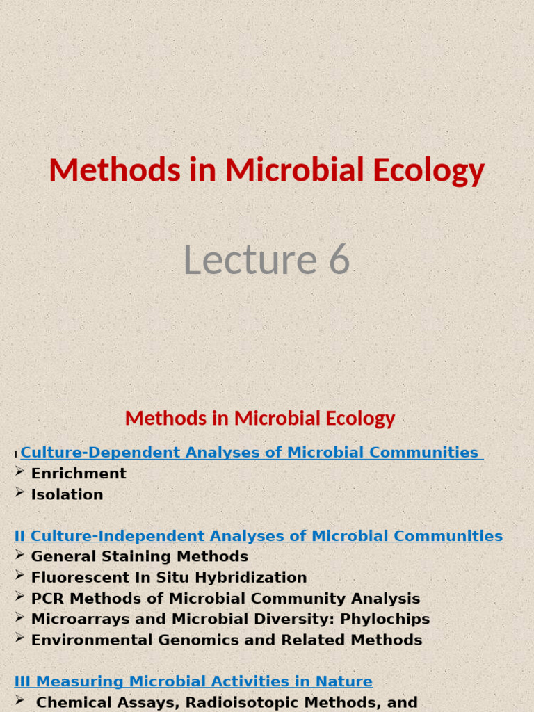 Lecture 6-Methods in Microbial Ecology 222 | PDF | Growth Medium ...