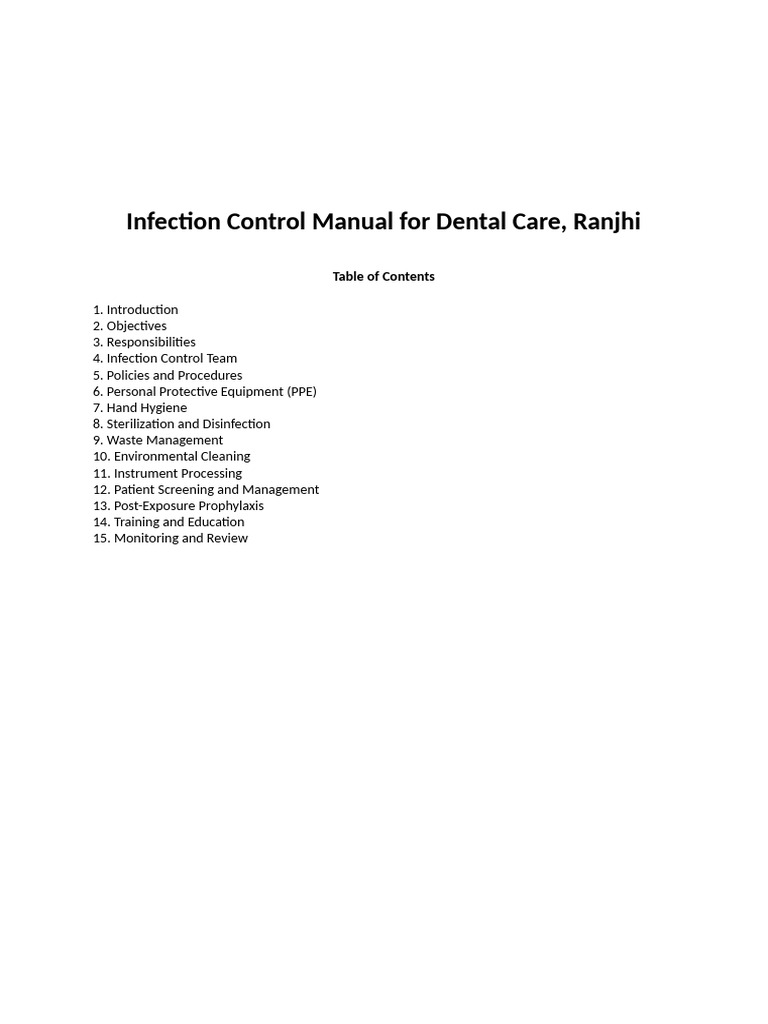 Infection Control Manual (1) | PDF | Health Sciences | Health Care