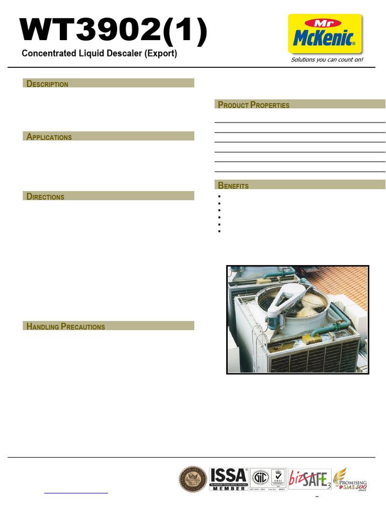 Cat Wt3902(1) Concentrated Liquid Descaler(Export) r2 | PDF | Water | Chemistry