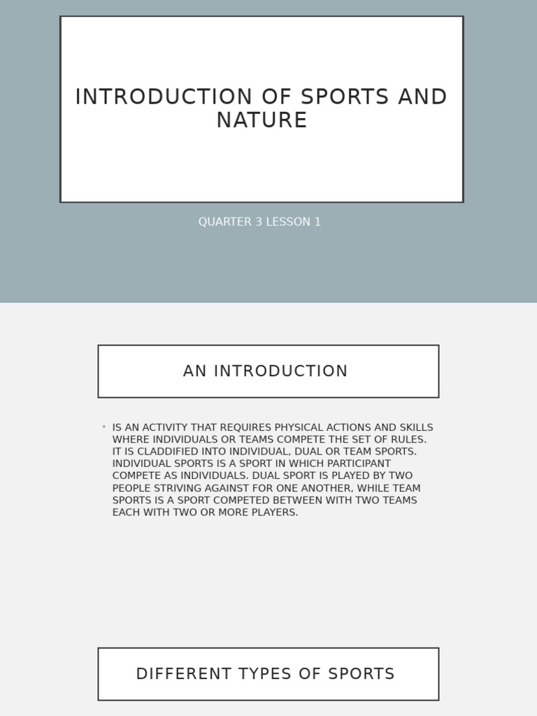 Introduction of Sports and Nature | PDF
