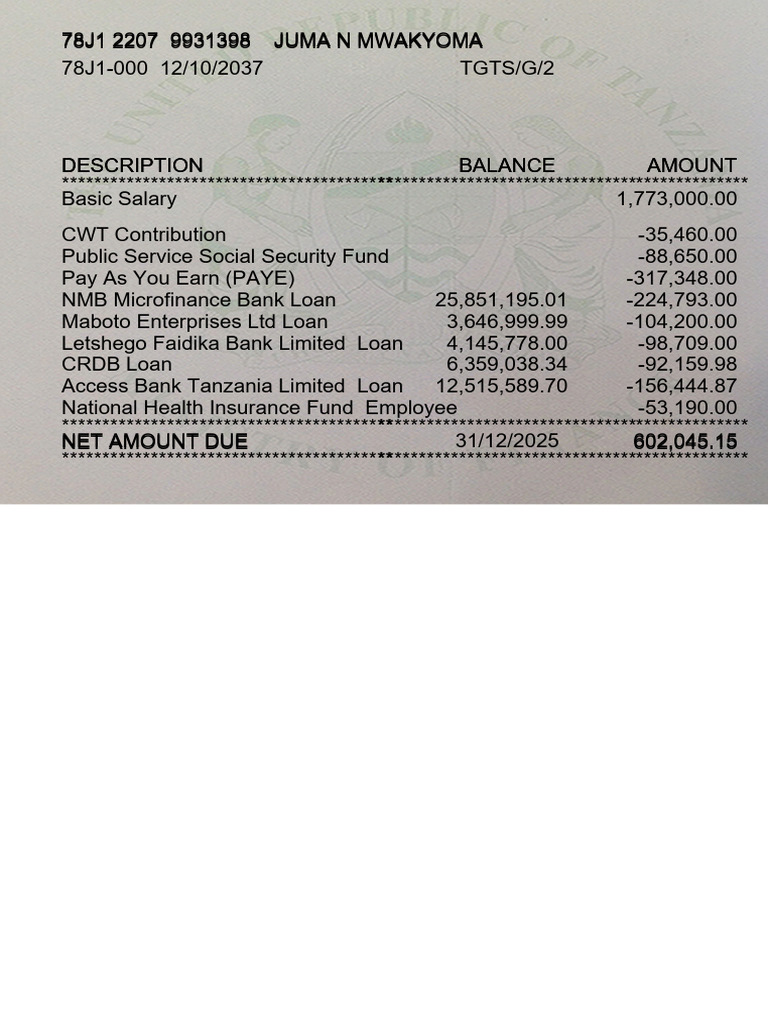 Salary and Loan Deductions Summary | PDF