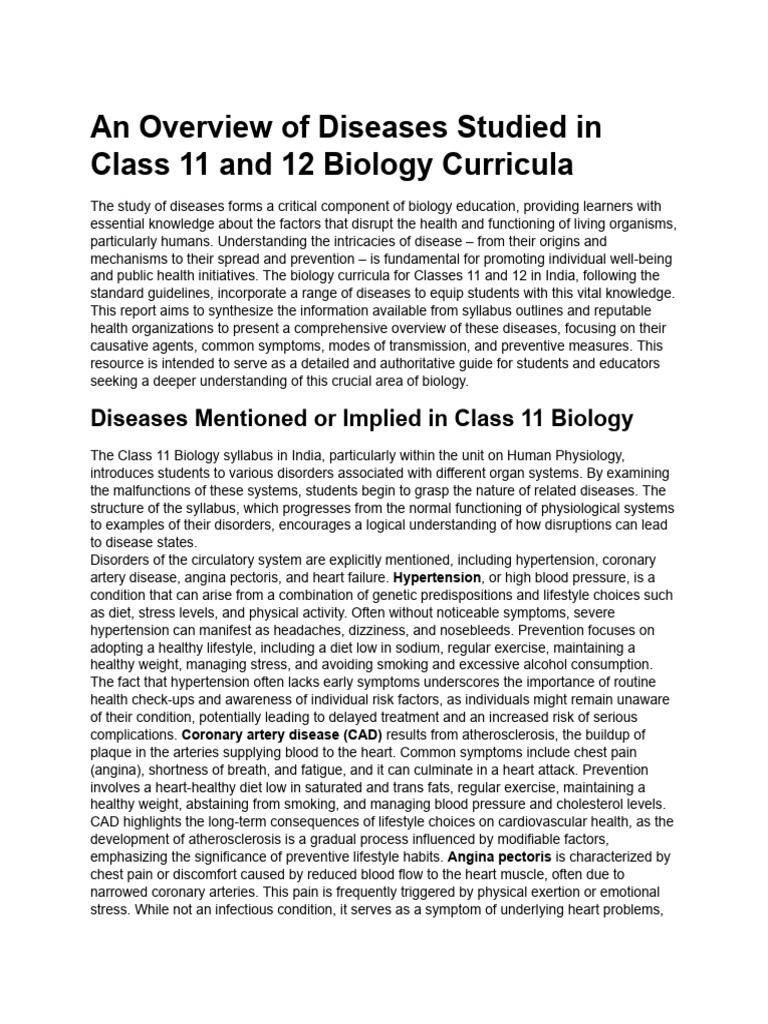Diseases in Class 11-12 Biology Syllabus | PDF | Hiv/Aids | Thyroid