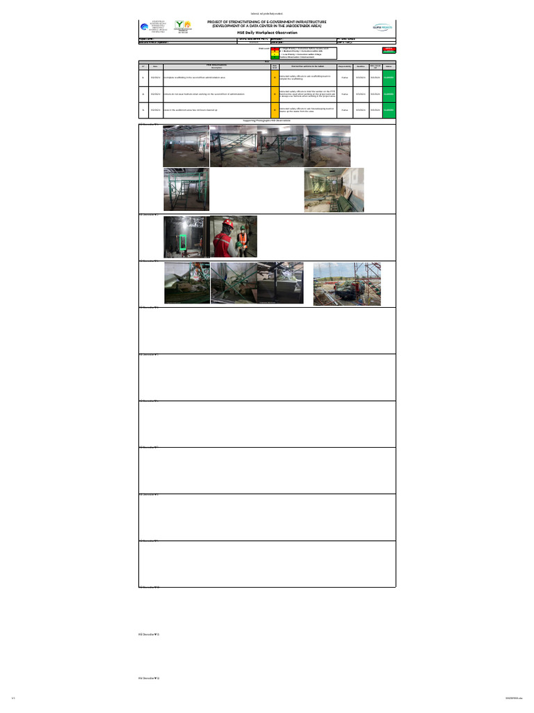 HSE Daily Observation Report for Data Center | PDF | Labor Relations ...