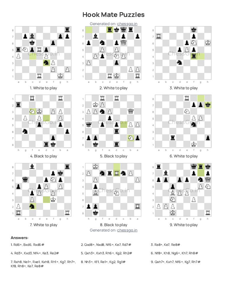 Hook Mate - 6 | PDF | Chess Theory | Chess