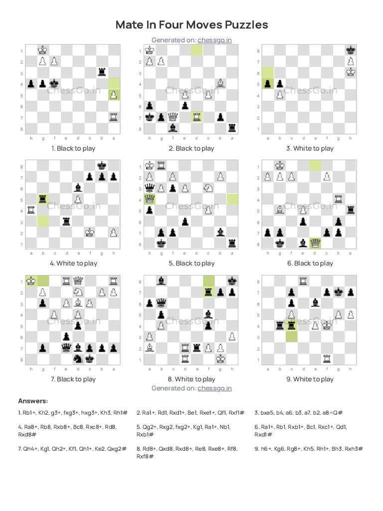 Mate In Four Move -1 | PDF | Chess Theory | Chess