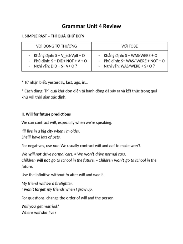 Grammar Unit 4 Review | PDF | Linguistics | Grammar