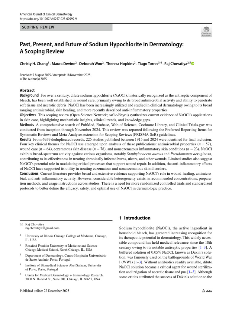 Past, Present, And Future of Sodium Hypochlorite in Dermatology a ...