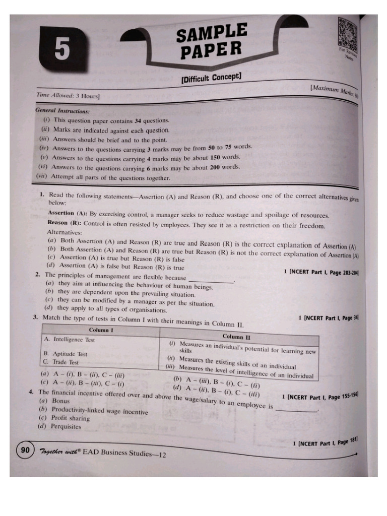 Sample Paper 5 With Answers _ ... Together With | PDF