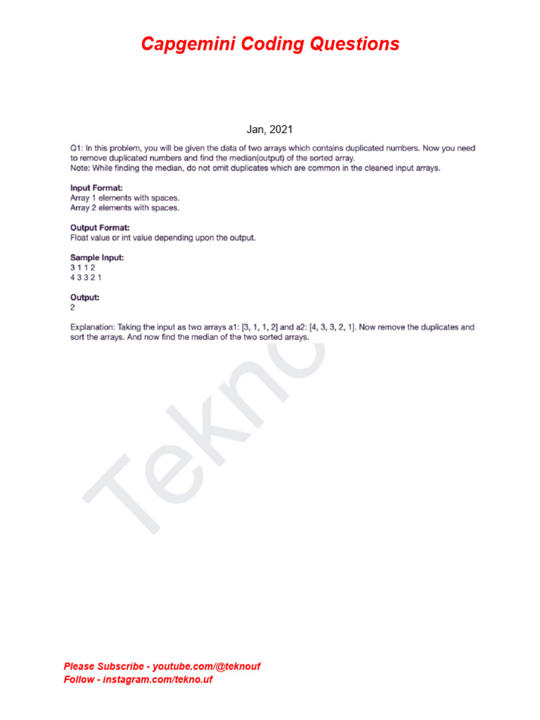 Capgemini Coding Questions Guide | PDF