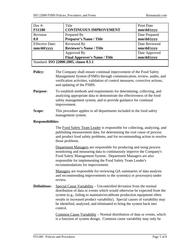 FS1180 Continuous Improvement | PDF | Methodology