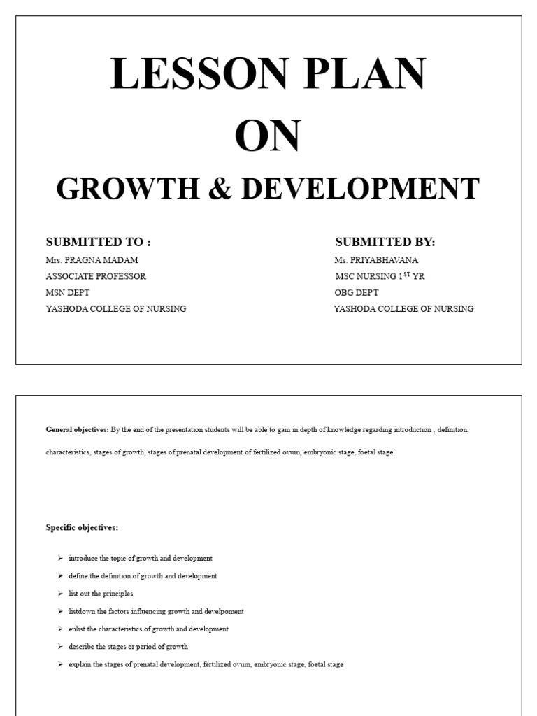 Growth and Development Lesson Plan | PDF | Anatomy | Developmental Biology
