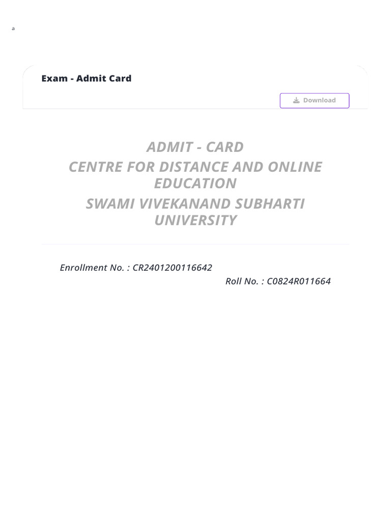 Admit Card for BA Exams 2025-2026 | PDF