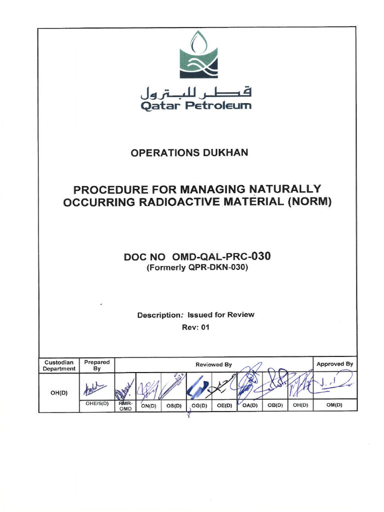 NORM Management Procedure Guide | PDF | Radioactive Decay | Radioactive ...
