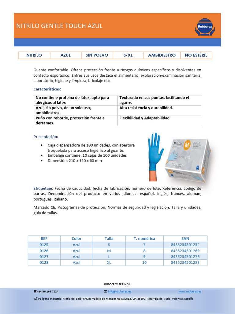 Nitrilo Azul Ficha Tecnica Nitrilo Gentle Touch 3.5 Gr | PDF