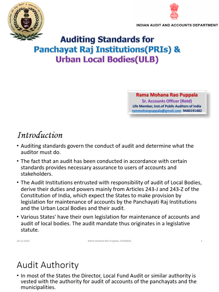 Auditing Standards for Local Bodies in India | PDF | Audit | Financial ...