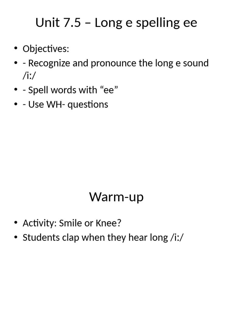 Long E Spelling and Descriptive Skills | PDF