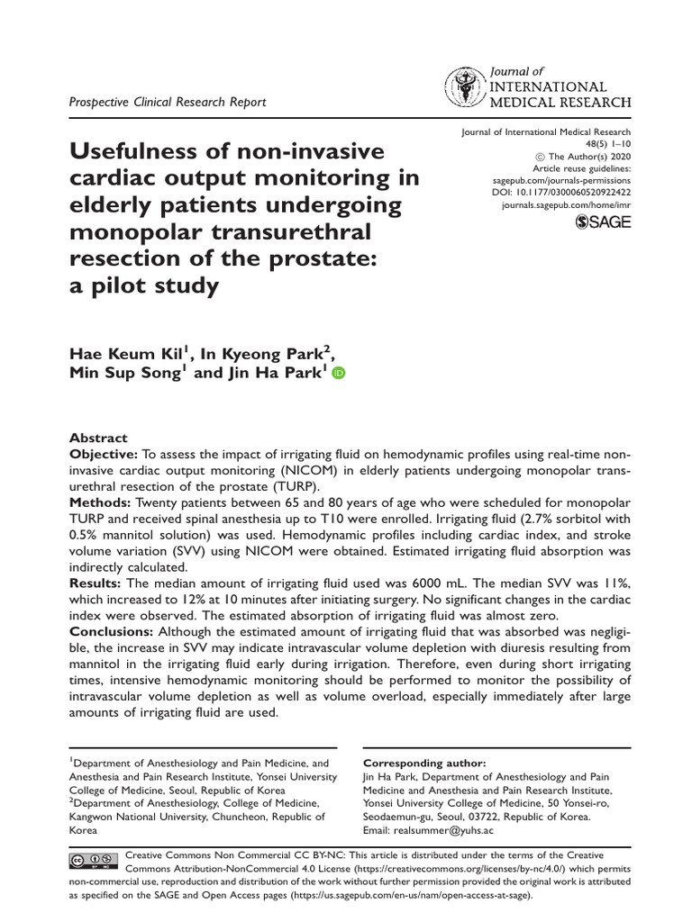 Non-Invasive Cardiac Monitoring in TURP | PDF | Blood Pressure | Anesthesia