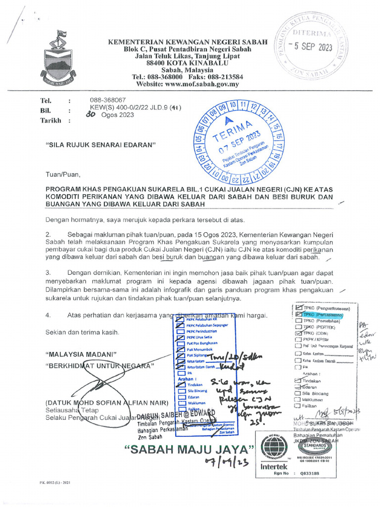 Program Khas Pengakuan Sukarela Bil. 1 Cukai Jualan Negeri (CJN) | PDF
