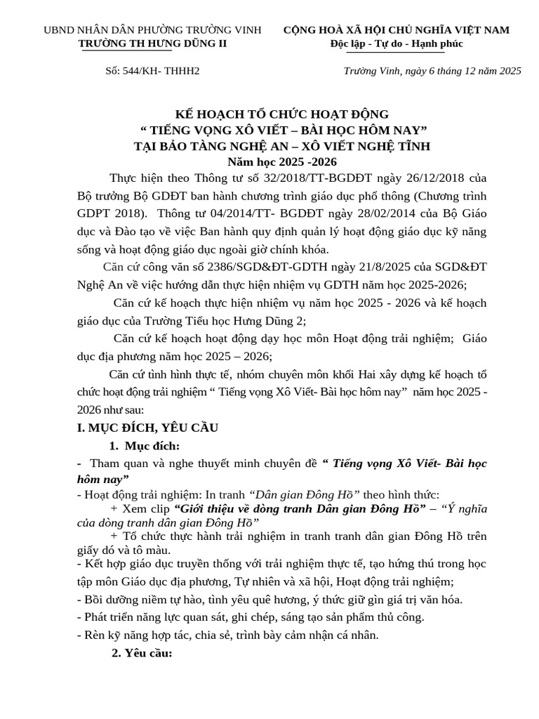 Kế Hoạch Hdtn Và Hdgd Khoi 2 | PDF