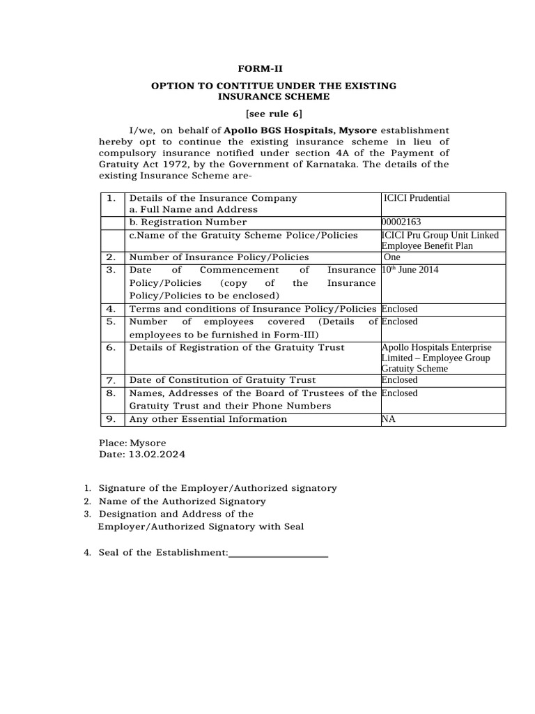 Gratuity Form Registration | PDF